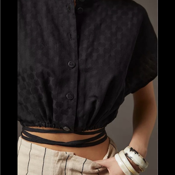 Corey Lynn Calter | Tops | Corey Lynn Calter Black Textured Wrap Top ...